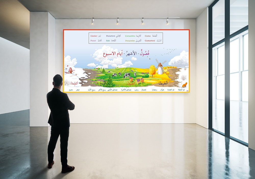 Arapça Mevsimler-Aylar-Günler Okul Posteri | okulposterleri.com