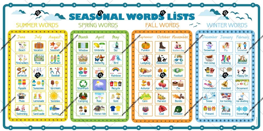 Seasonal Word Lists | okulposterleri.com